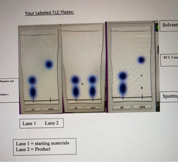 Your Labeled TLC Plates: Solvent Rf3: 3-me Thenlactie | Chegg.com