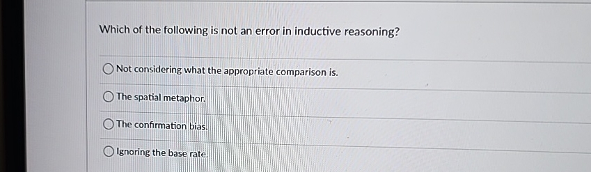 Solved Which of the following is not an error in inductive | Chegg.com