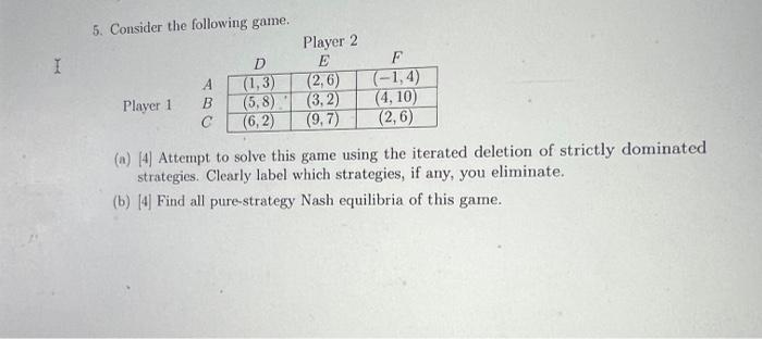 5 Consider The Following Game Player A 4 