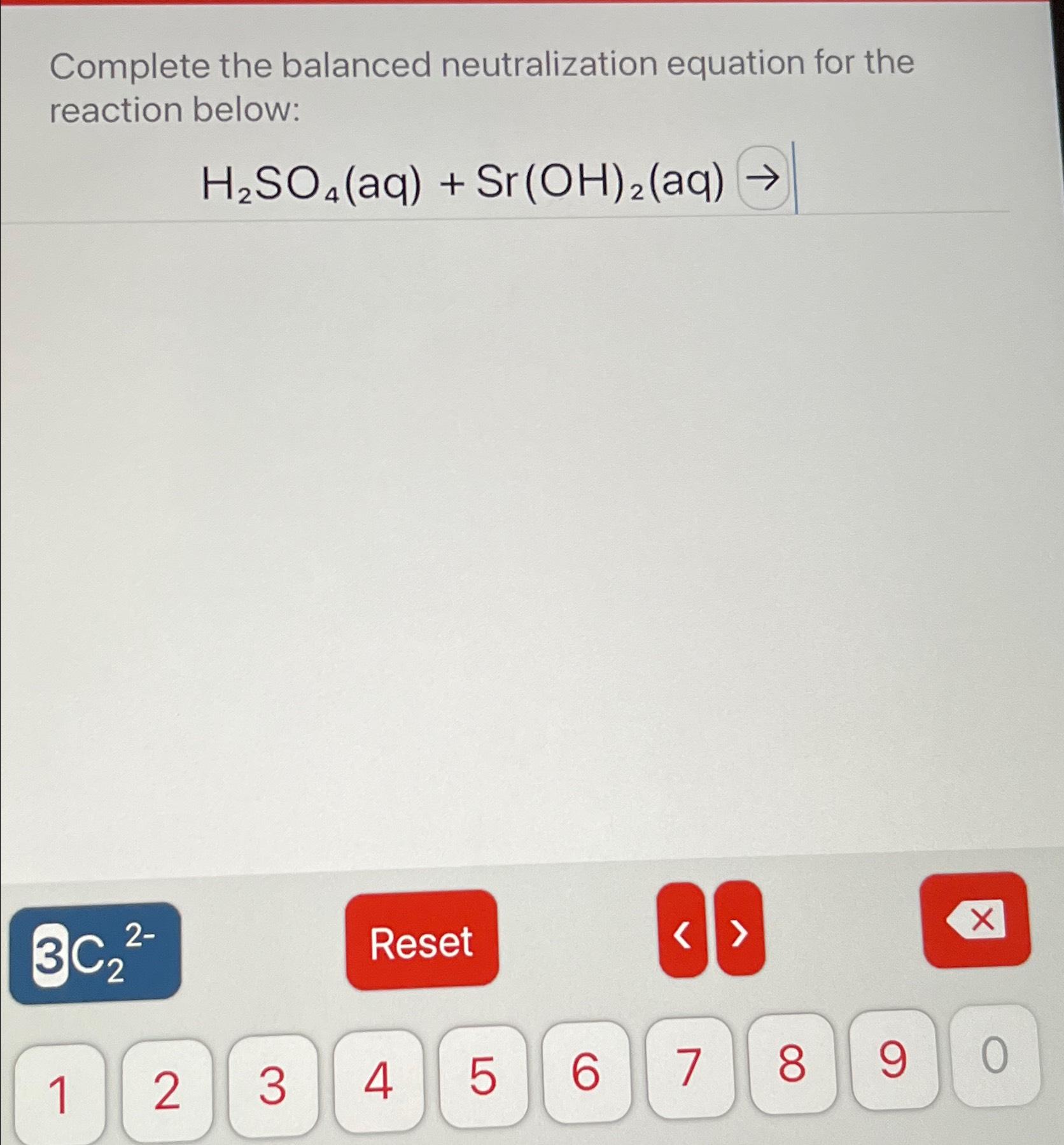 Solved Complete the balanced neutralization equation for the | Chegg.com