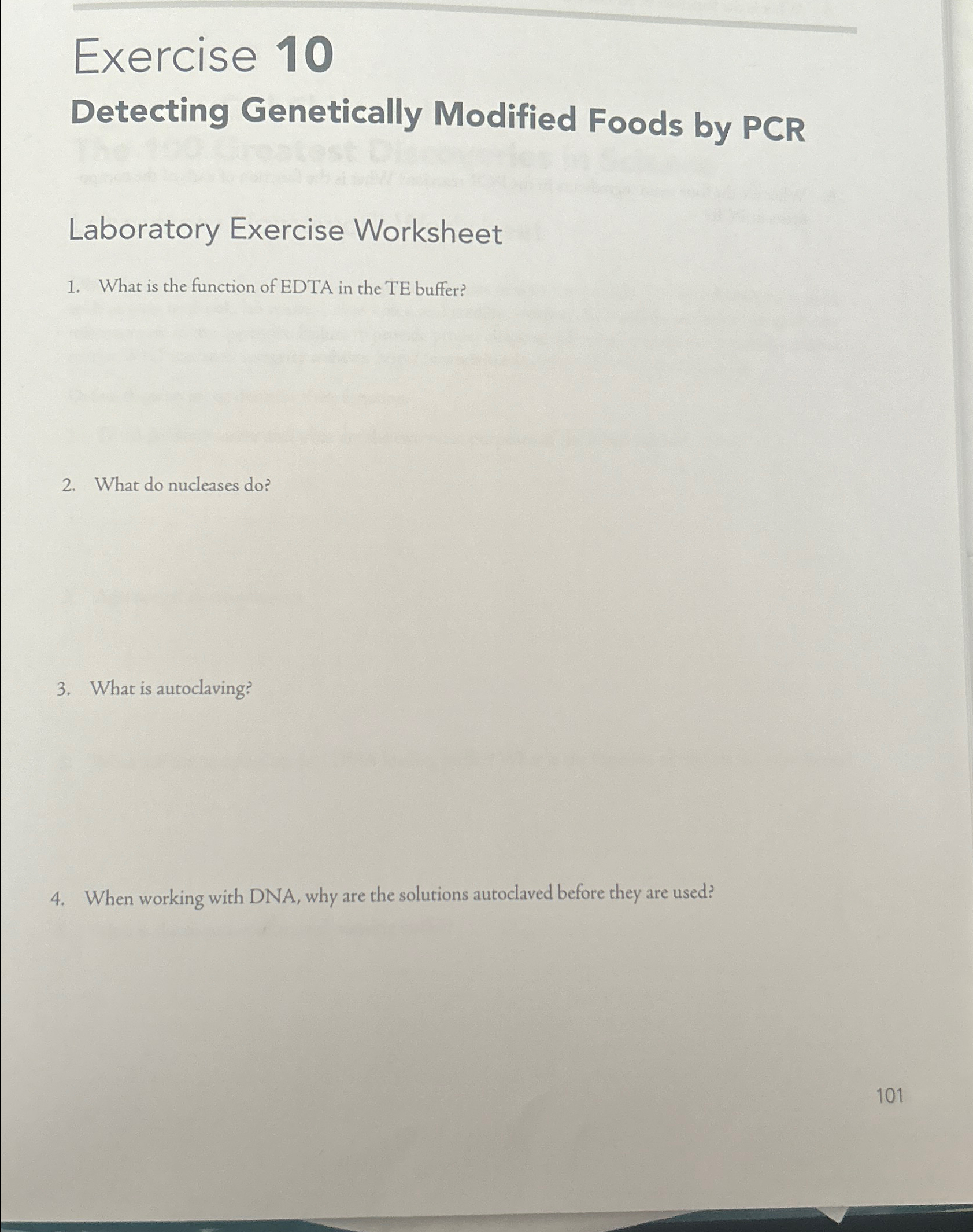 Solved Exercise 10Detecting Genetically Modified Foods by | Chegg.com