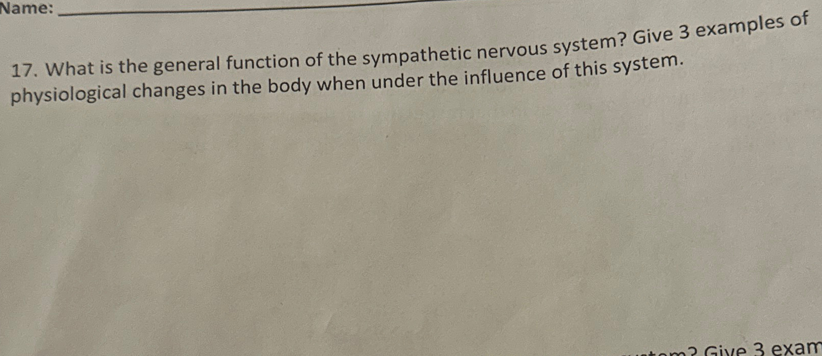 Solved What is the general function of the sympathetic | Chegg.com