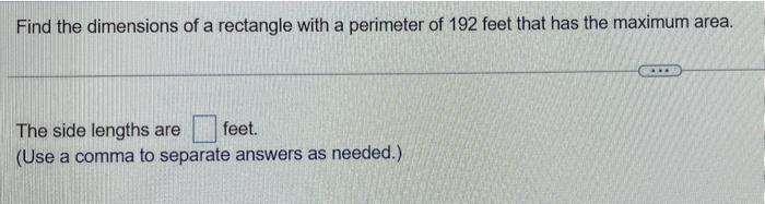 Solved Find the dimensions of a rectangle with a perimeter | Chegg.com