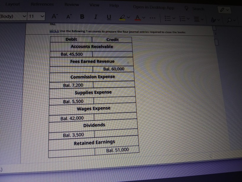 Solved Layout References Review View Help Open in Desktop | Chegg.com