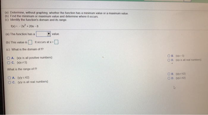 Solved A Determine Without Graphing Whether The Function 1471