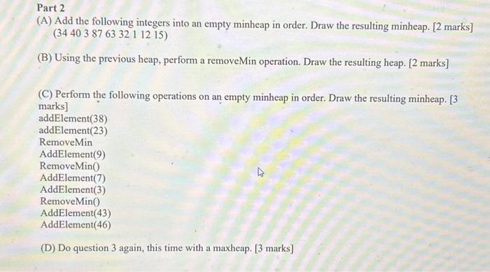 Solved A Add The Following Integers Into An Empty Minheap 6163