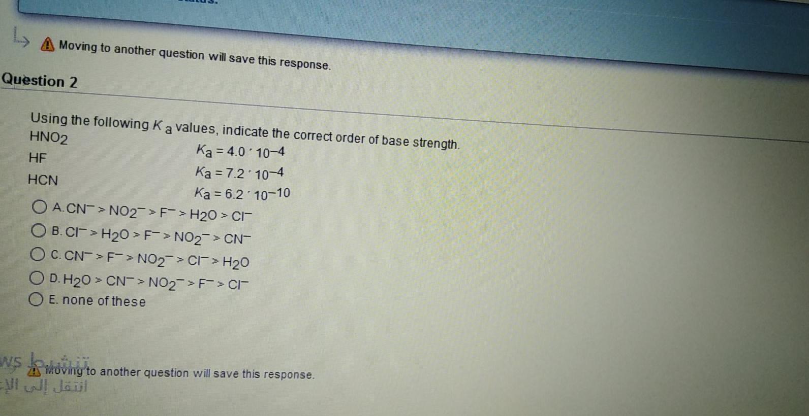 Using the following a values, indicate the correct | Chegg.com