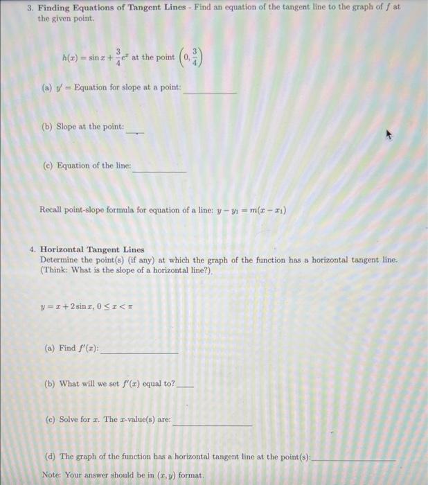Solved 3. Finding Equations of Tangent Lines - Find an | Chegg.com
