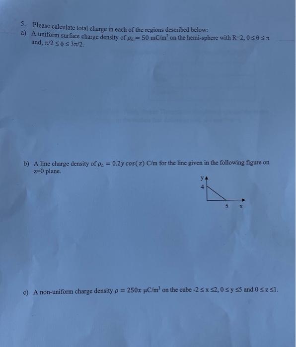 Solved 5. Please calculate total charge in each of the | Chegg.com