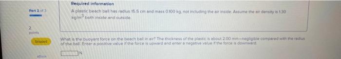 Solved Required information A plastic beach ball has radius | Chegg.com
