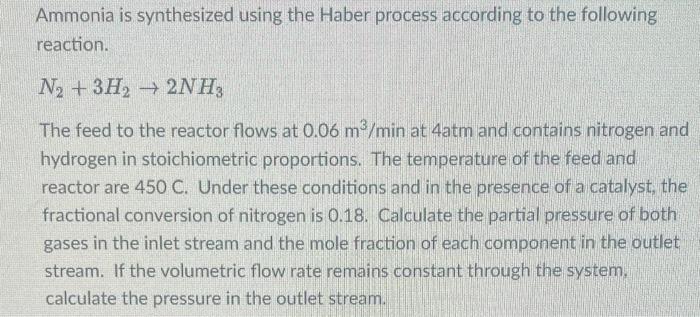 Solved Ammonia is synthesized using the Haber process | Chegg.com