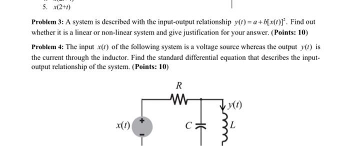 Solved 5. x(2+1) Problem 3: A system is described with the | Chegg.com