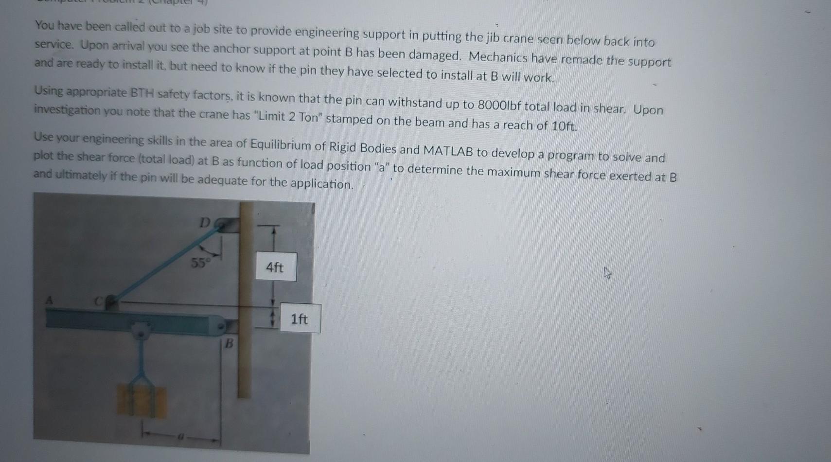 Solved this computer problem for statics. define a= 4and an | Chegg.com