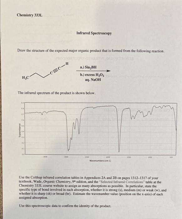 Solved Chemistry 333L Infrared Spectroscopy Draw the | Chegg.com