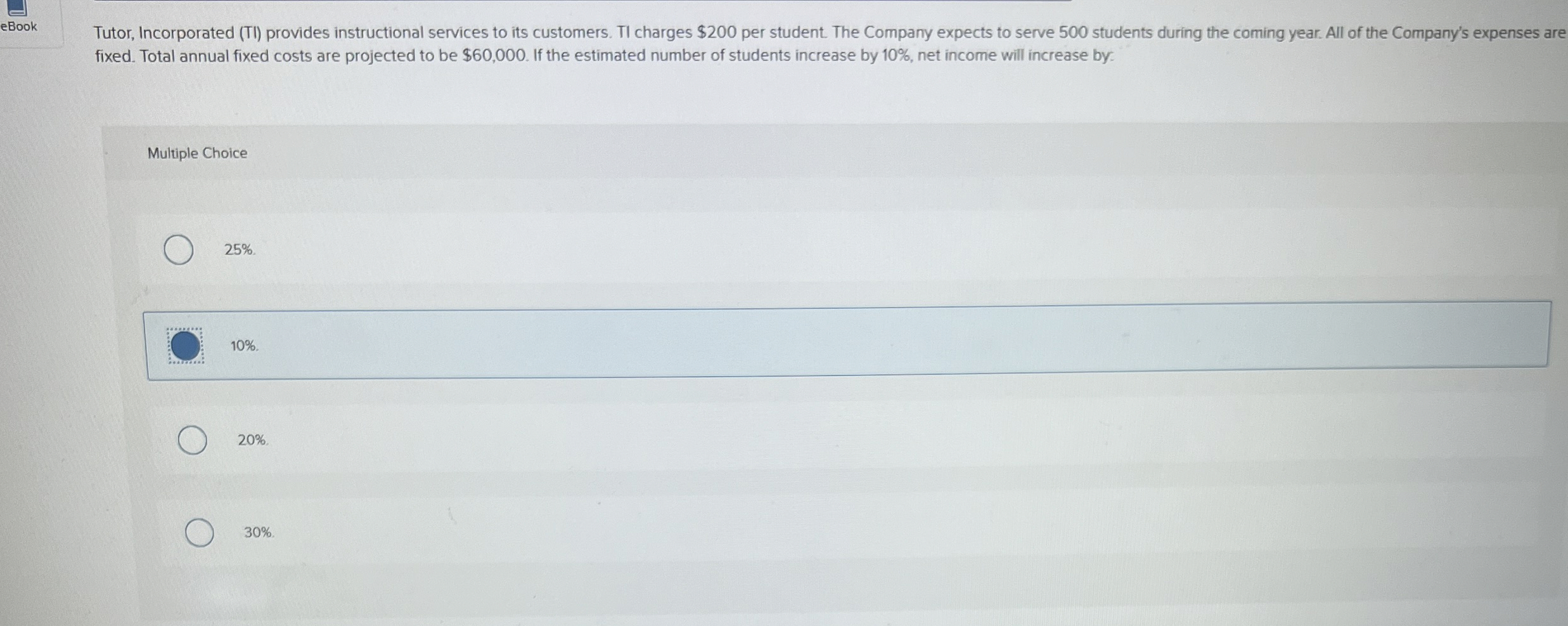 Solved eBook fixed. Total annual fixed costs are projected | Chegg.com