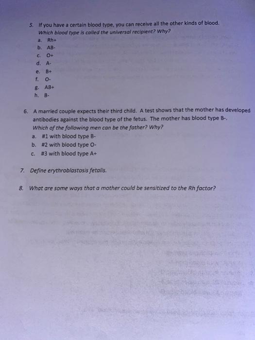 Solved Blood Typing LAB REPORT QUESTIONS 1. During the | Chegg.com