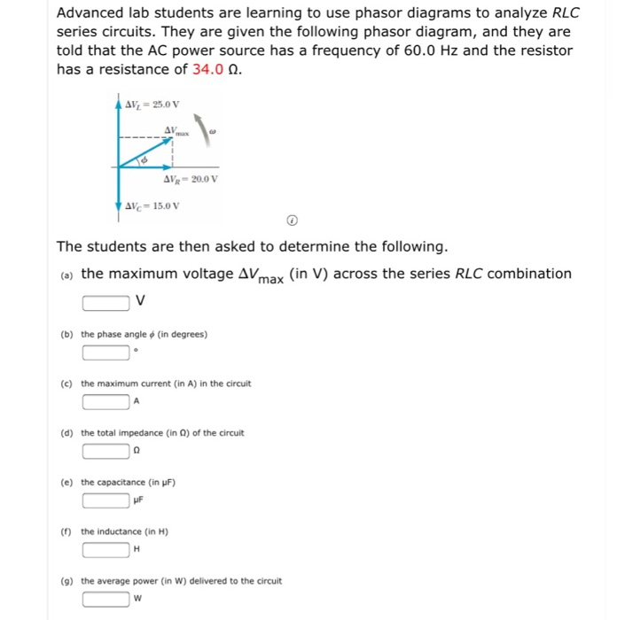 Solved Advanced lab students are learning to use phasor | Chegg.com
