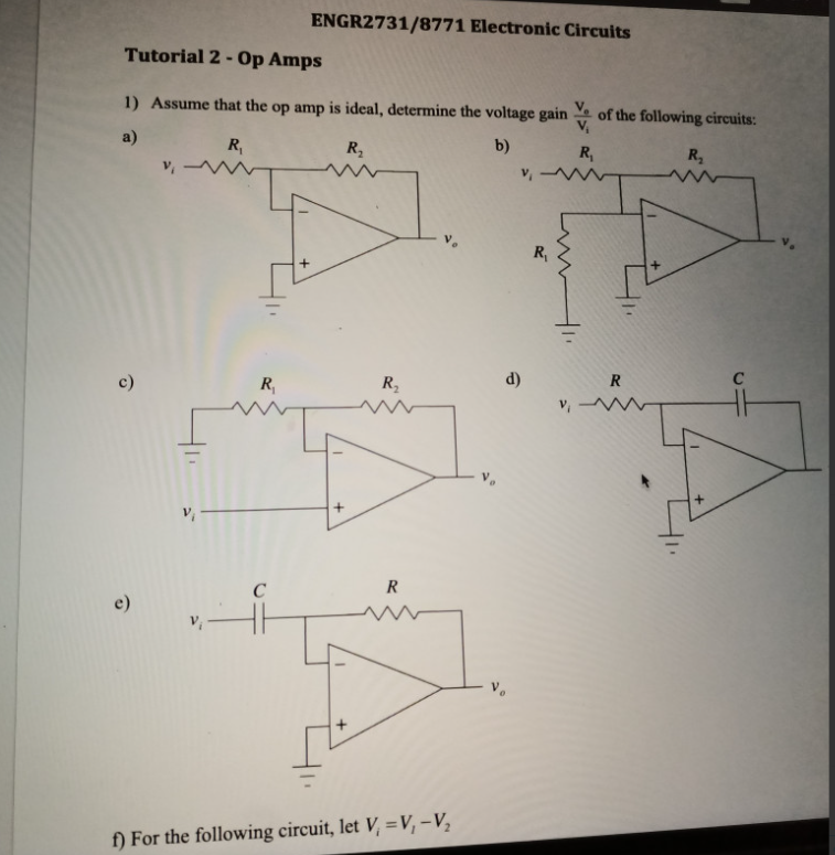 Solved Tutorial 2 - ﻿Op AmpsAssume that the op amp is ideal, | Chegg.com