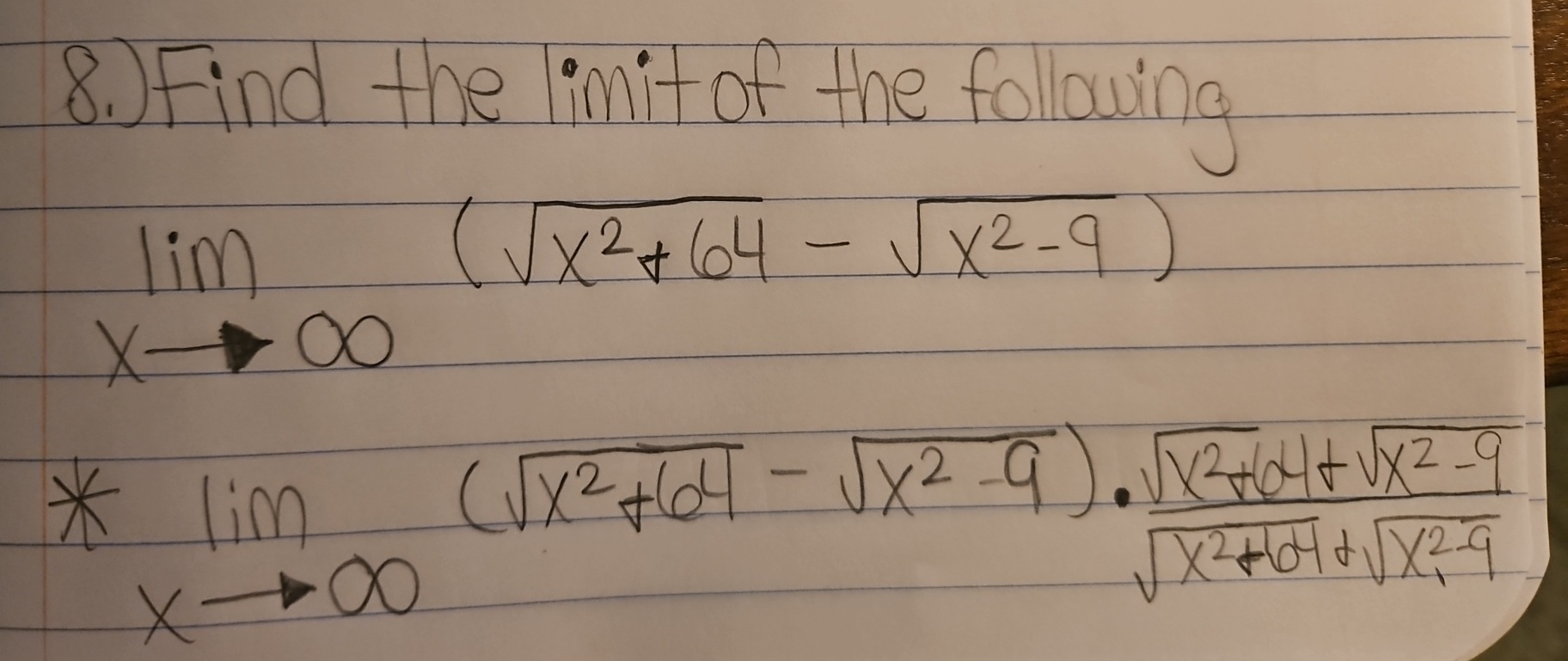 Solved 8.) ﻿Find the limit of the | Chegg.com