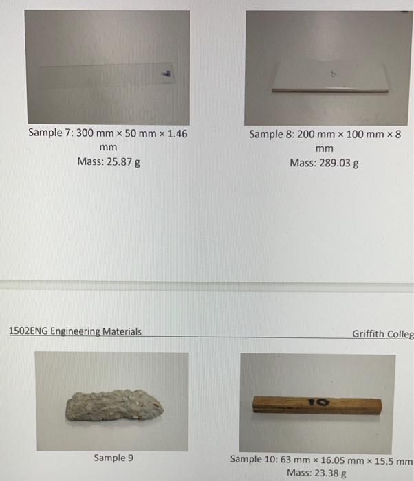 Sample 7: 300 mm×50 mm×1.46 mm Mass: 25.87 g Sample | Chegg.com