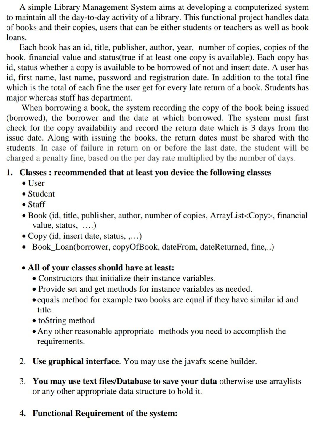 Solved A simple Library Management System aims at developing | Chegg.com