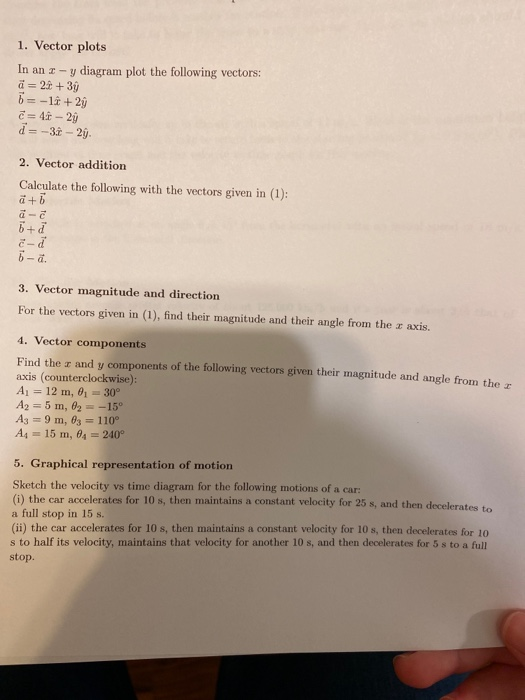 Solved 1. Vector plots In an x - y diagram plot the | Chegg.com