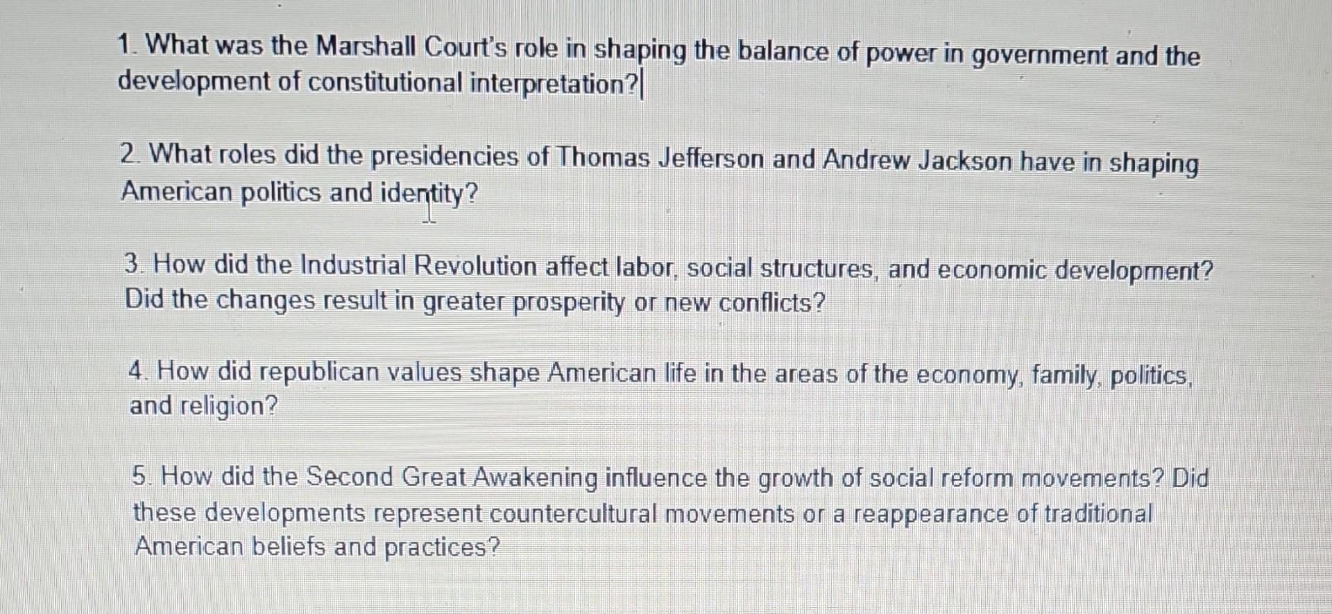 1. What was the Marshall Court's role in shaping the | Chegg.com