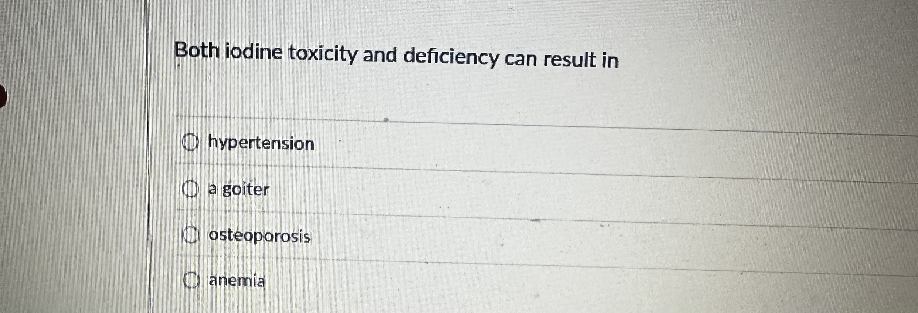 Solved Both iodine toxicity and deficiency can result | Chegg.com