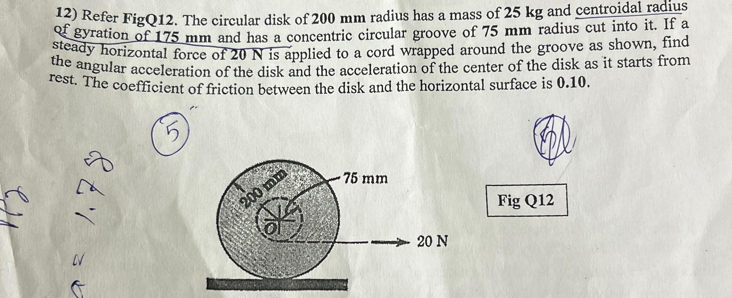 Solved Refer FigQ12. ﻿The circular disk of 200mm ﻿radius has | Chegg.com