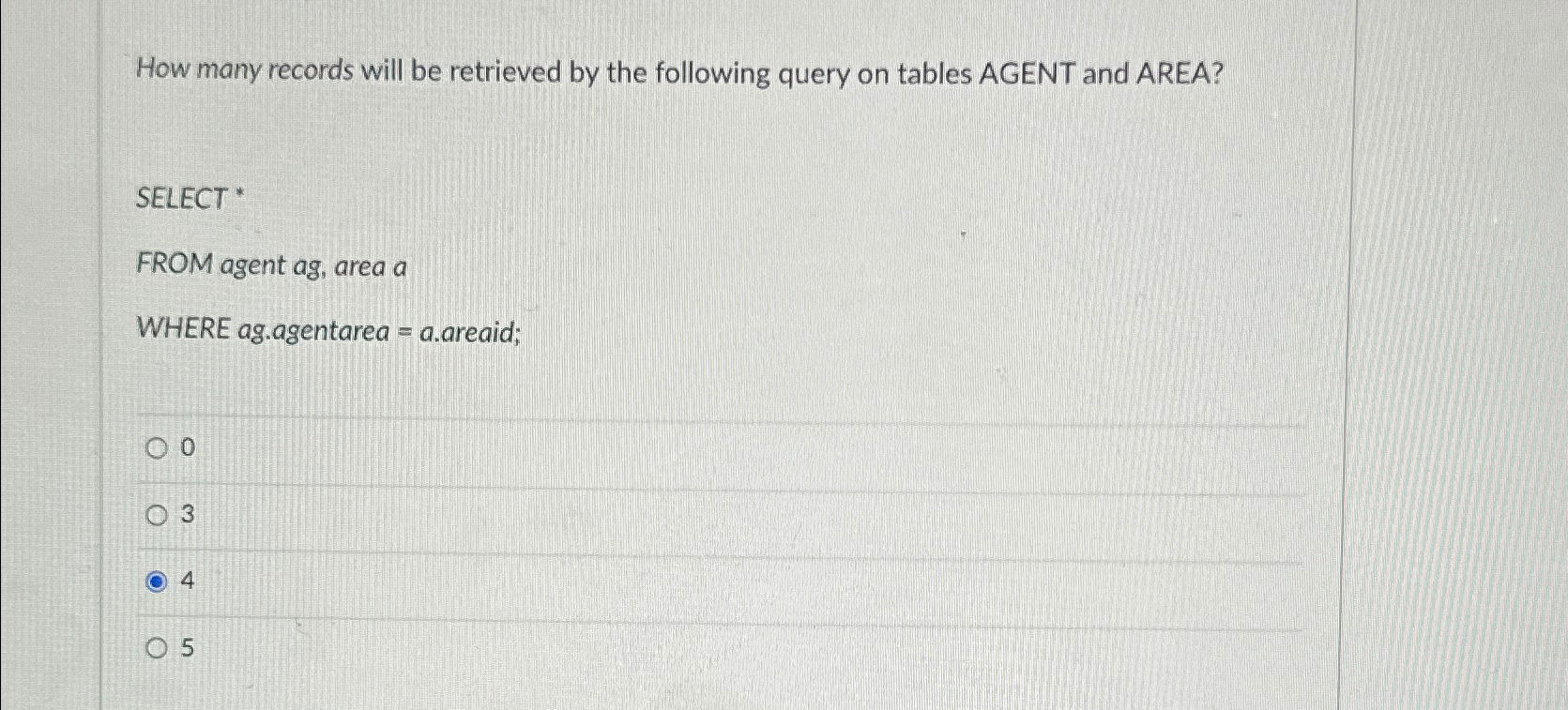 Solved How many records will be retrieved by the following | Chegg.com