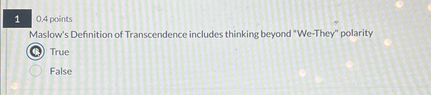 Solved 10.4 ﻿pointsMaslow's Definition of Transcendence | Chegg.com