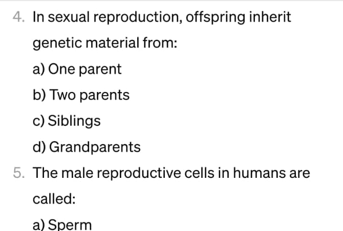 Solved In sexual reproduction, offspring inherit genetic | Chegg.com