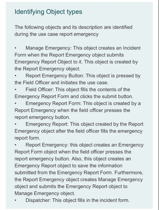 Solved Identifying Object types The following objects and | Chegg.com