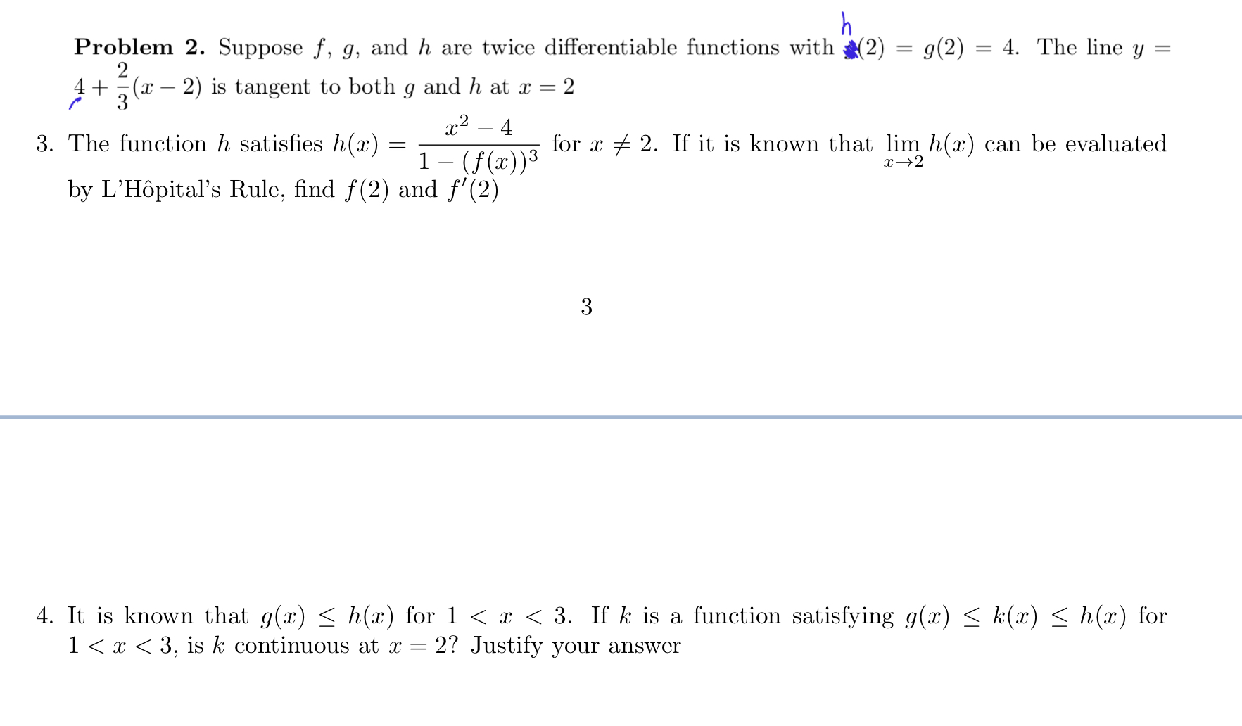 Solved Problem 2. ﻿Suppose f,g, ﻿and h ﻿are twice | Chegg.com