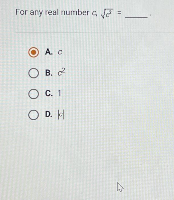 Solved For any real number c A. c OB. 2 OC. 1 O D. lcl || M | Chegg.com