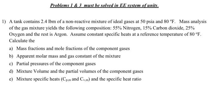 Solved Problems 1 & 3 must be solved in EE system of units. | Chegg.com