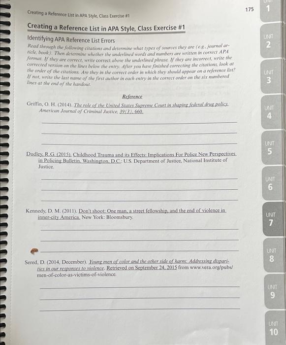 Creating a Reference List in APA Style, Class | Chegg.com