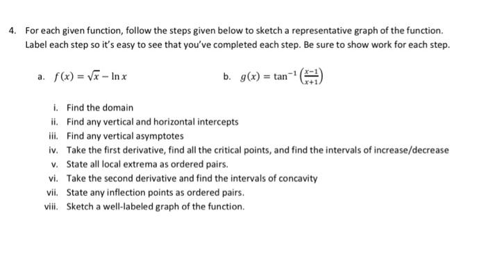 Solved For each given function, follow the steps given below | Chegg.com