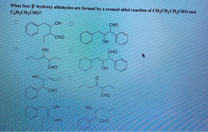 Solved What four B-hydroxy aldehydes are formed by a crossed | Chegg.com