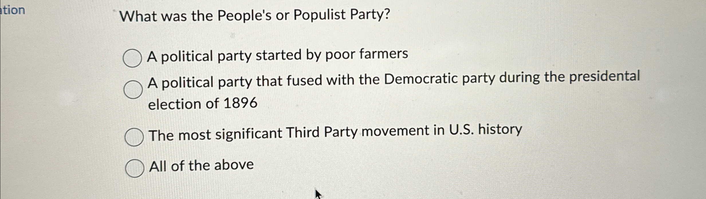 Solved What was the People's or Populist Party?A political | Chegg.com