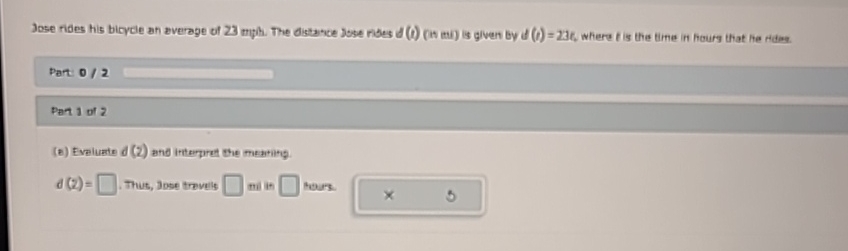 Solved Jose rides his bicycle an average of 23mph. ﻿The | Chegg.com
