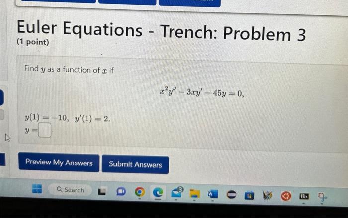 Solved Series Solutions - Trench: Problem 3 (8 points) Solve | Chegg.com