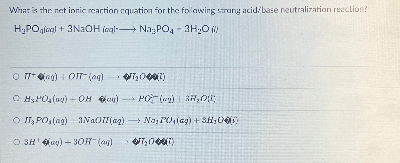 Solved What is the net ionic reaction equation for the | Chegg.com
