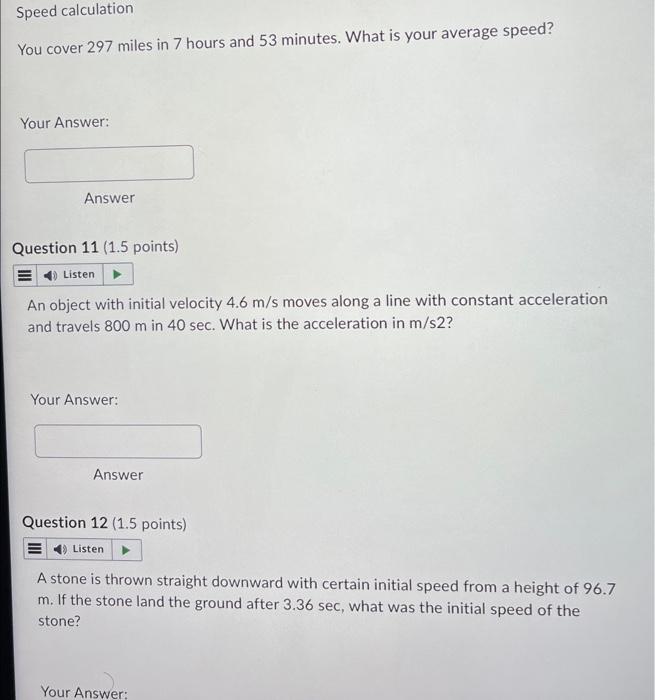 Solved Speed calculation You cover 297 miles in 7 hours and | Chegg.com