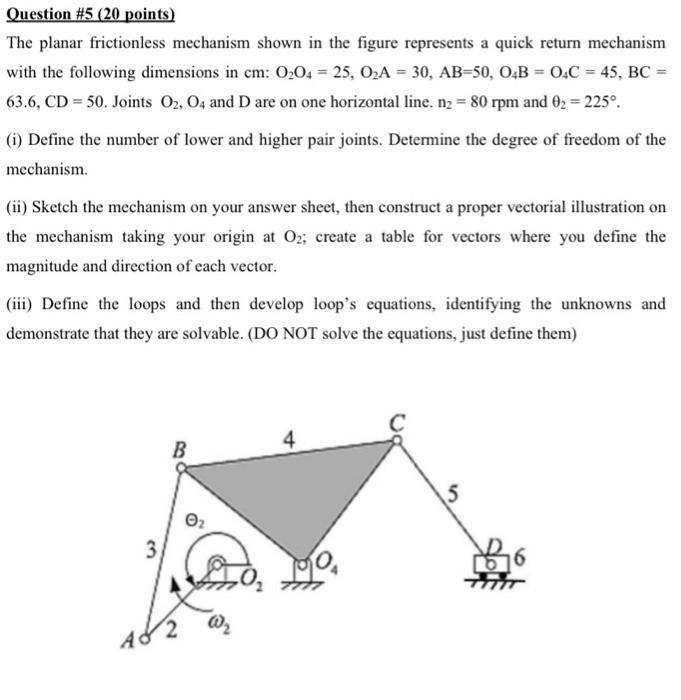 Solved Question \#5 (20 points) The planar frictionless | Chegg.com Solved Question \#5 (20 points) The planar frictionless | Chegg.com