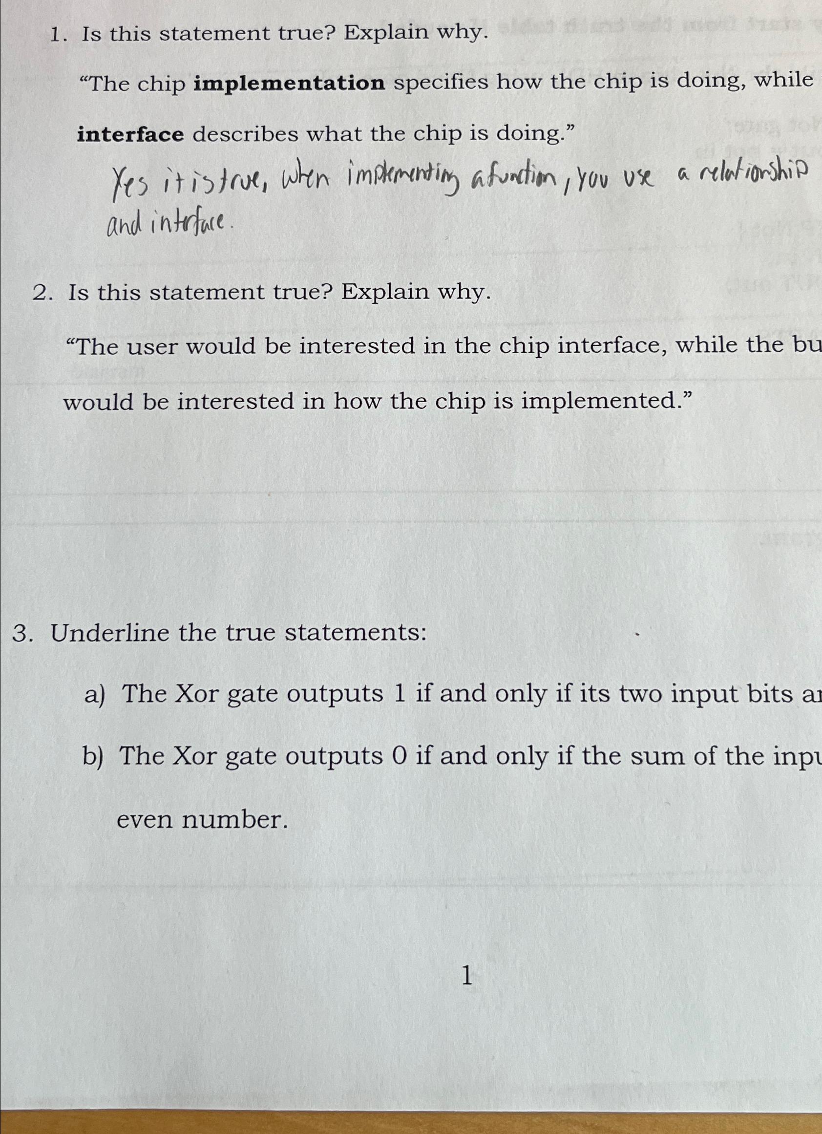 Solved Is this statement true? Explain why."The chip | Chegg.com