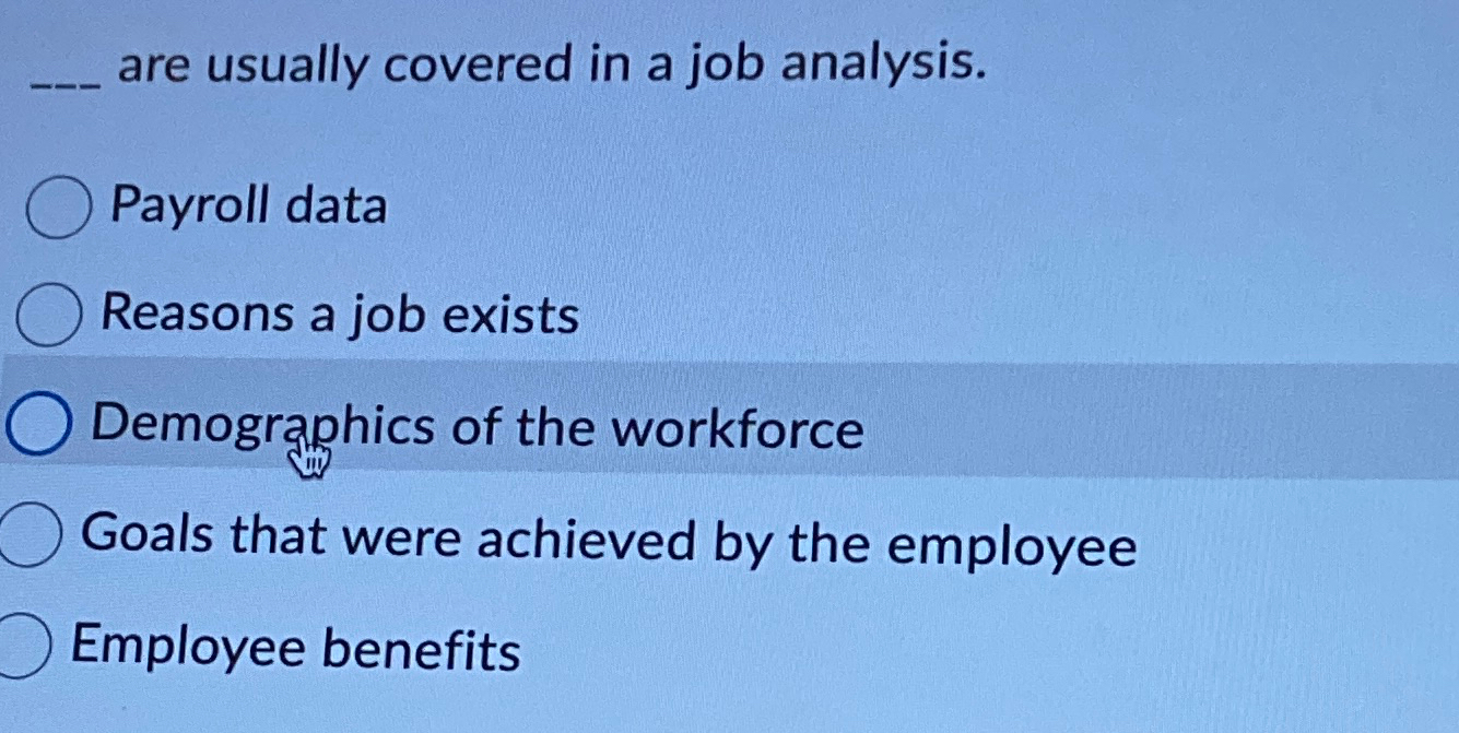 Solved are usually covered in a job analysis.Payroll | Chegg.com