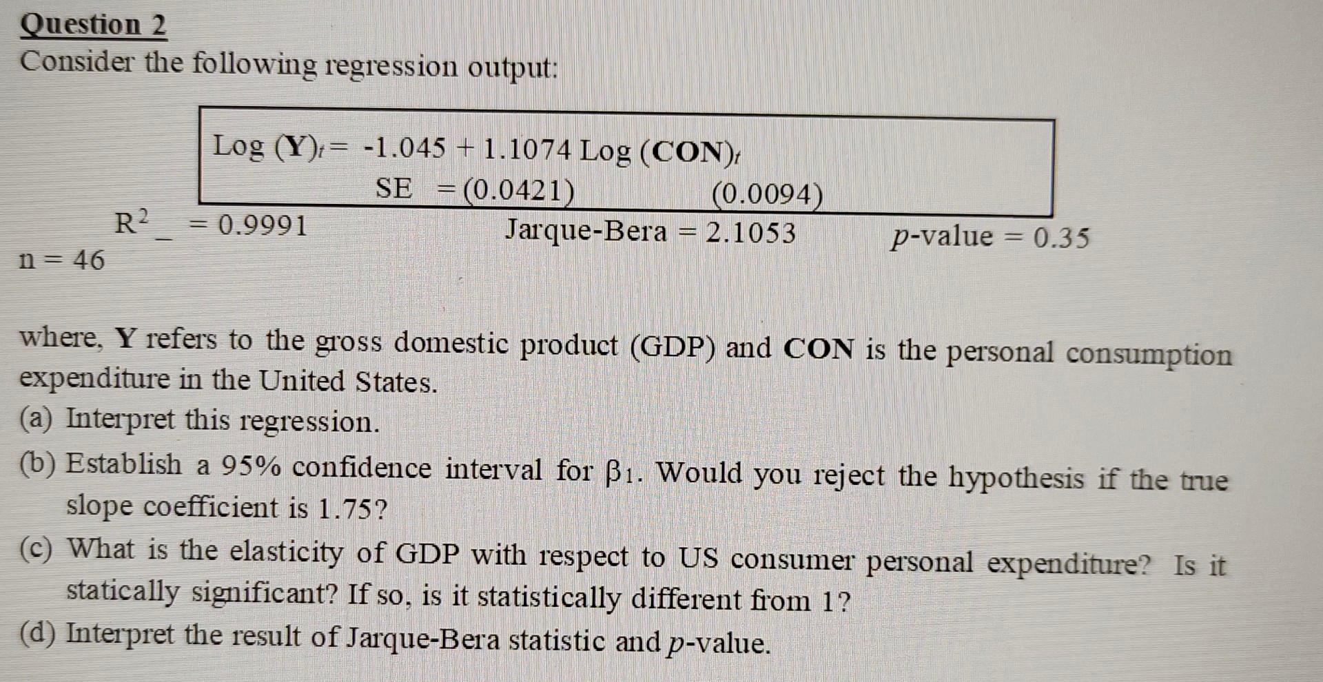 Solved solution for question d, interpret the result of | Chegg.com