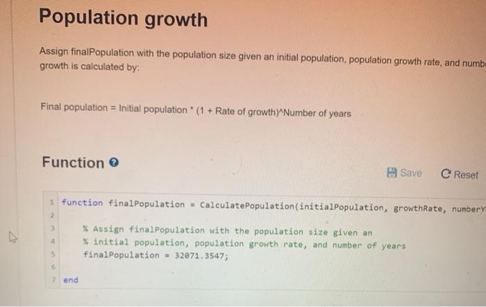 Solved Population growth Assign finalPopulation with the | Chegg.com