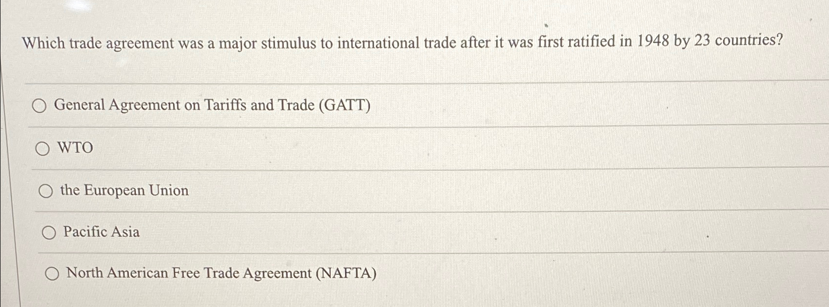 Solved Which trade agreement was a major stimulus to | Chegg.com